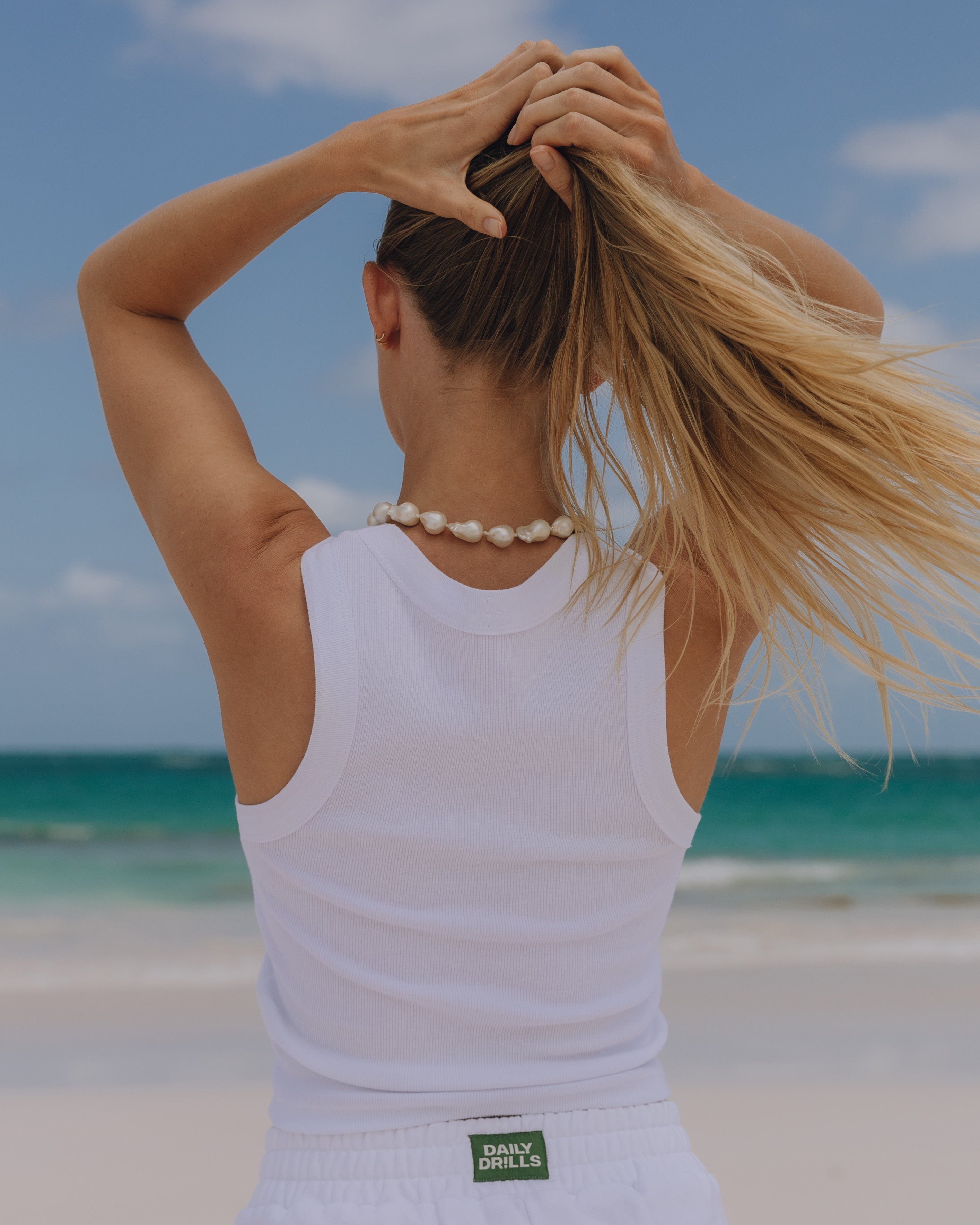 Logo Ribbed Tank - White – shopdailydrills