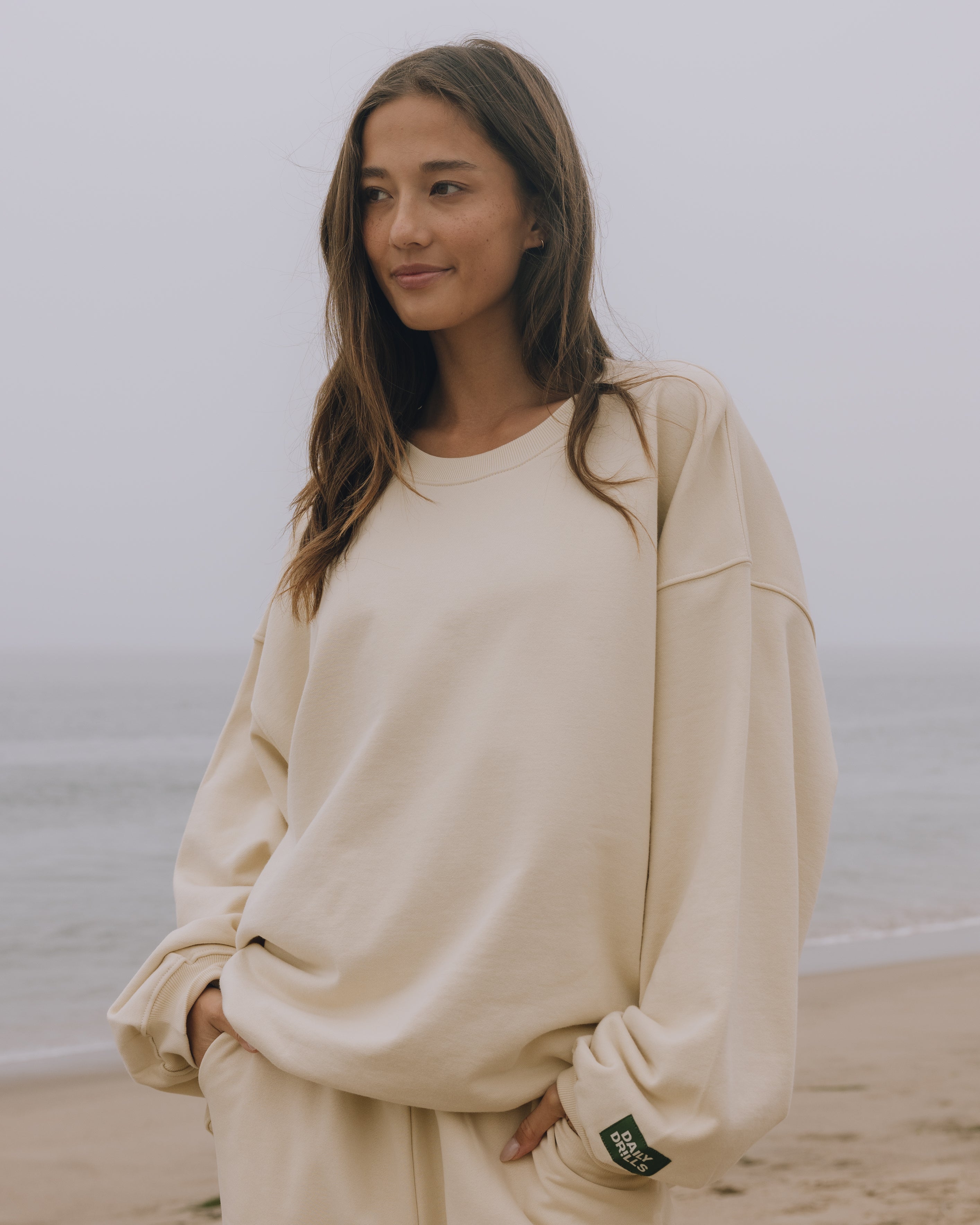 Unisex Oversized Crew - Sand – shopdailydrills