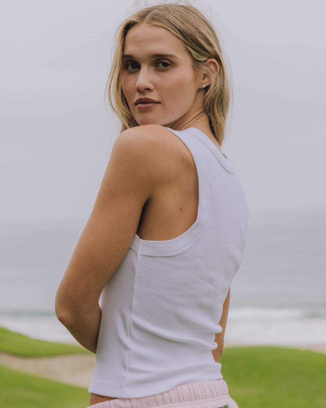 Logo Ribbed Tank - White – shopdailydrills